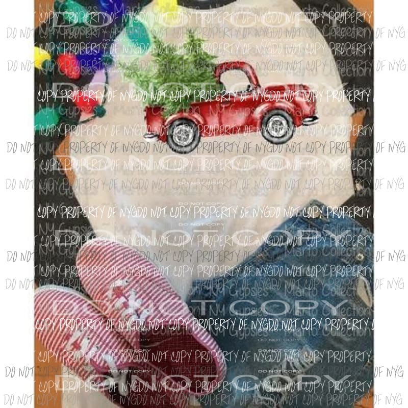 martodesigns - Red Truck with trees Christmas Sublimation