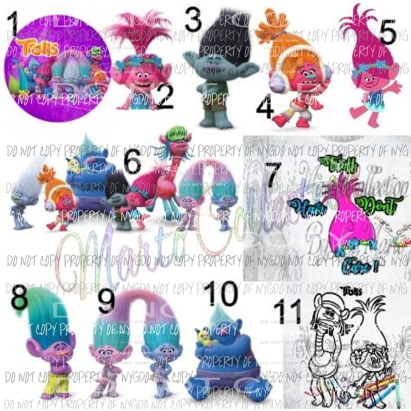 martodesigns - trolls numbers # 1thru #11 - sublimation