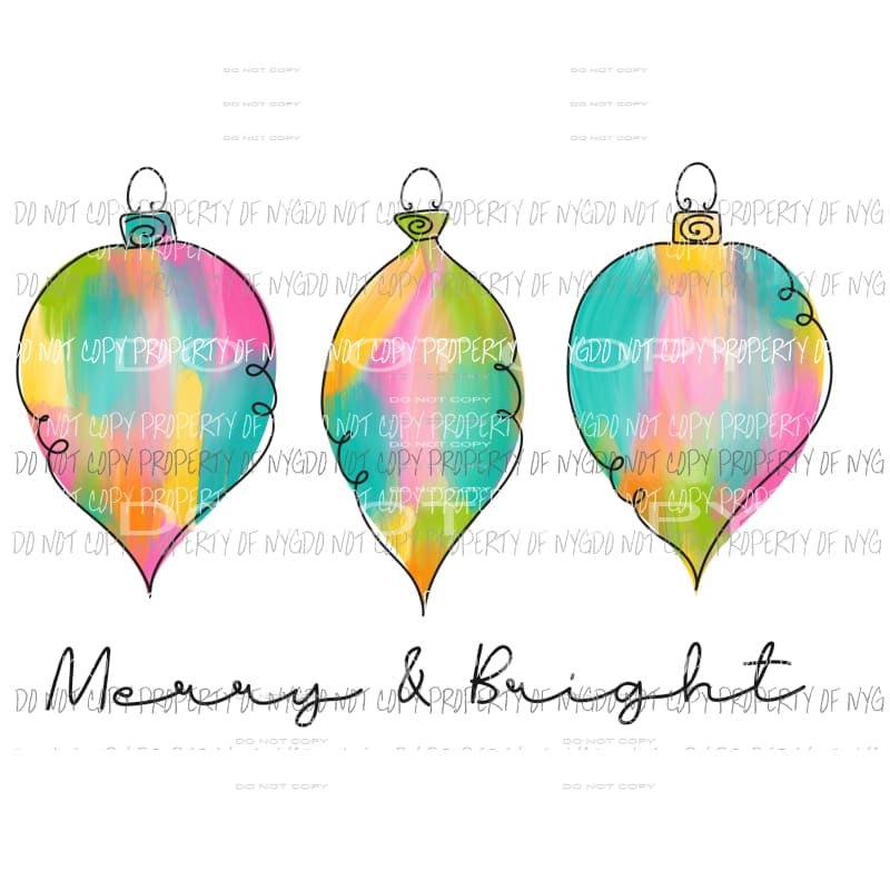 martodesigns - merry and bright watercolor ornaments