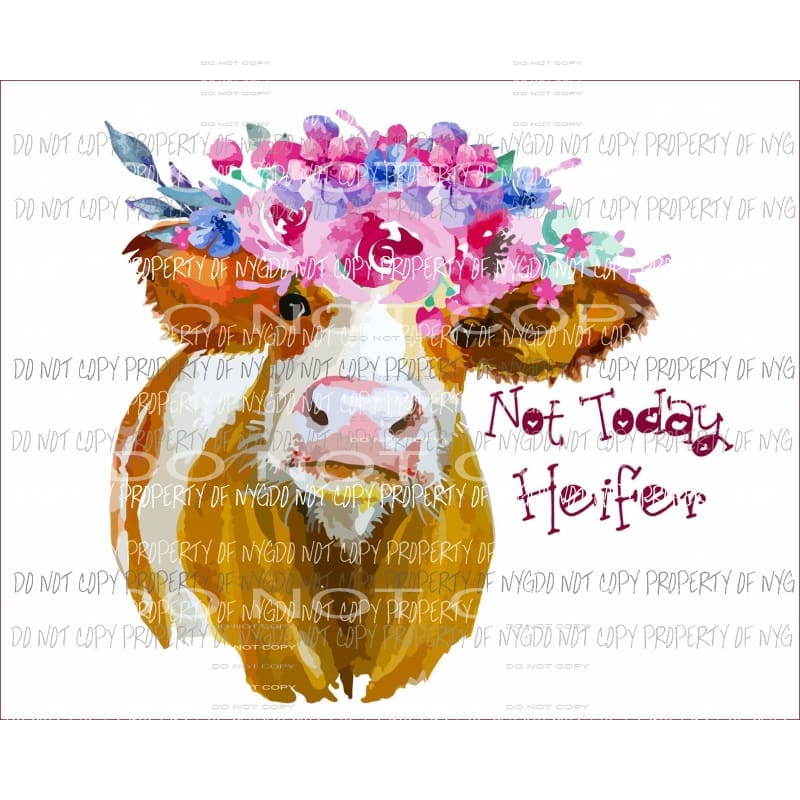 martodesigns - Not Today Heifer brown cow flowers watercolor