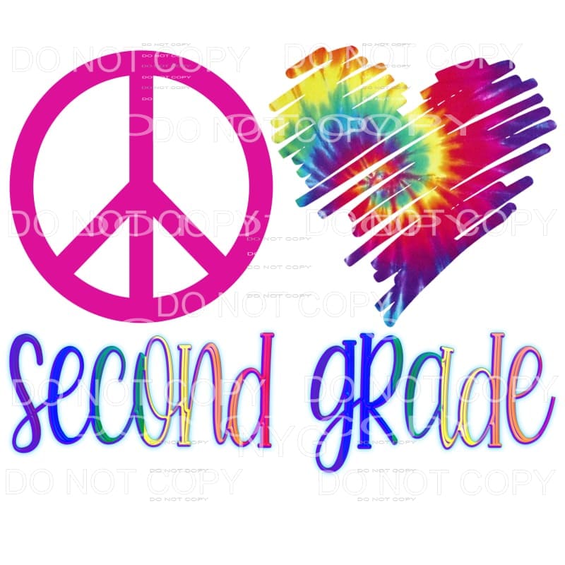 martodesigns - Peace Love Second Grade Tie Dye Heart