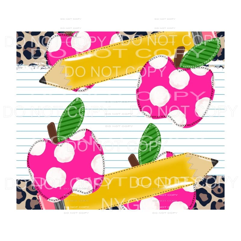 martodesigns - Pink Polka Dot Apple Pencils Paper Leopard