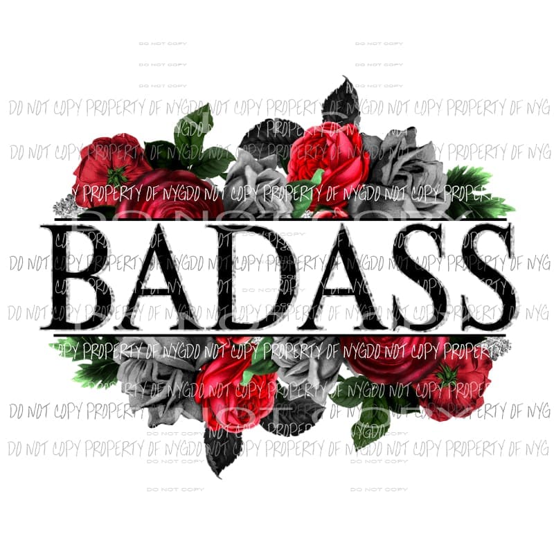 martodesigns - Bad Ass floral grey red roses Sublimation