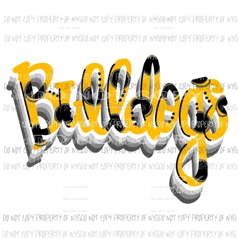 martodesigns - bulldogs word yellow black sublimation