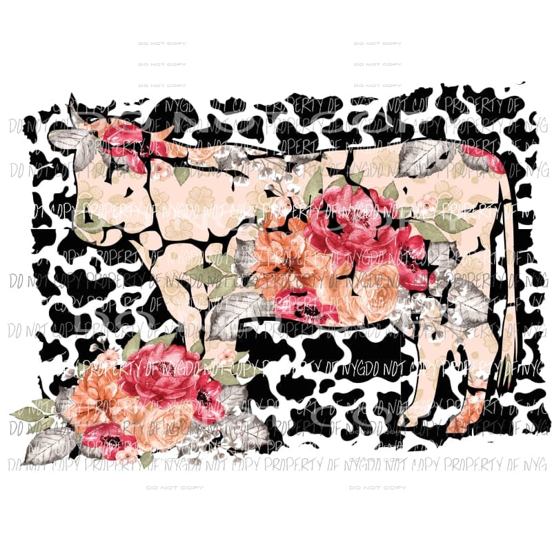 martodesigns - floral cow sublimation transfer