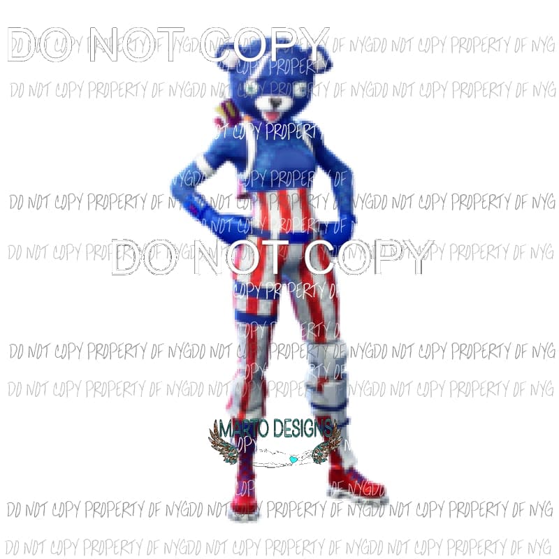 martodesigns - Fortnite bear Sublimation transfers usa 4th