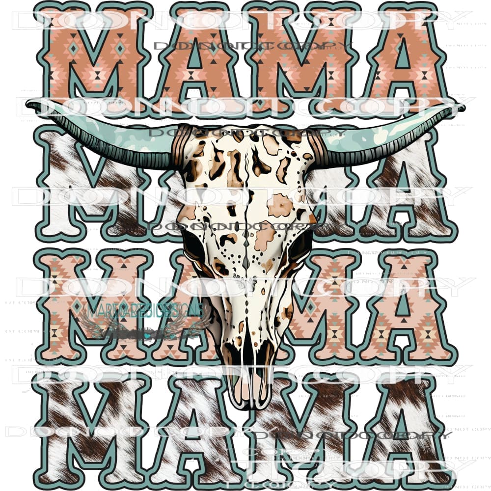 martodesigns - mama bull skull # 1830 Sublimation transfers