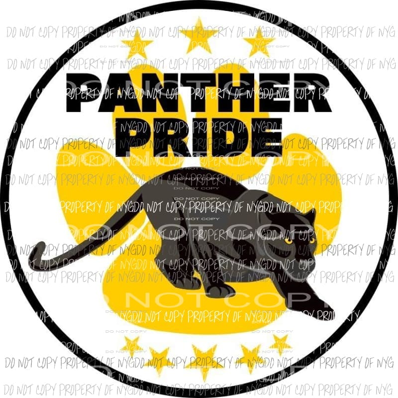 martodesigns - Panther Pride # 2 circle gold paw print black
