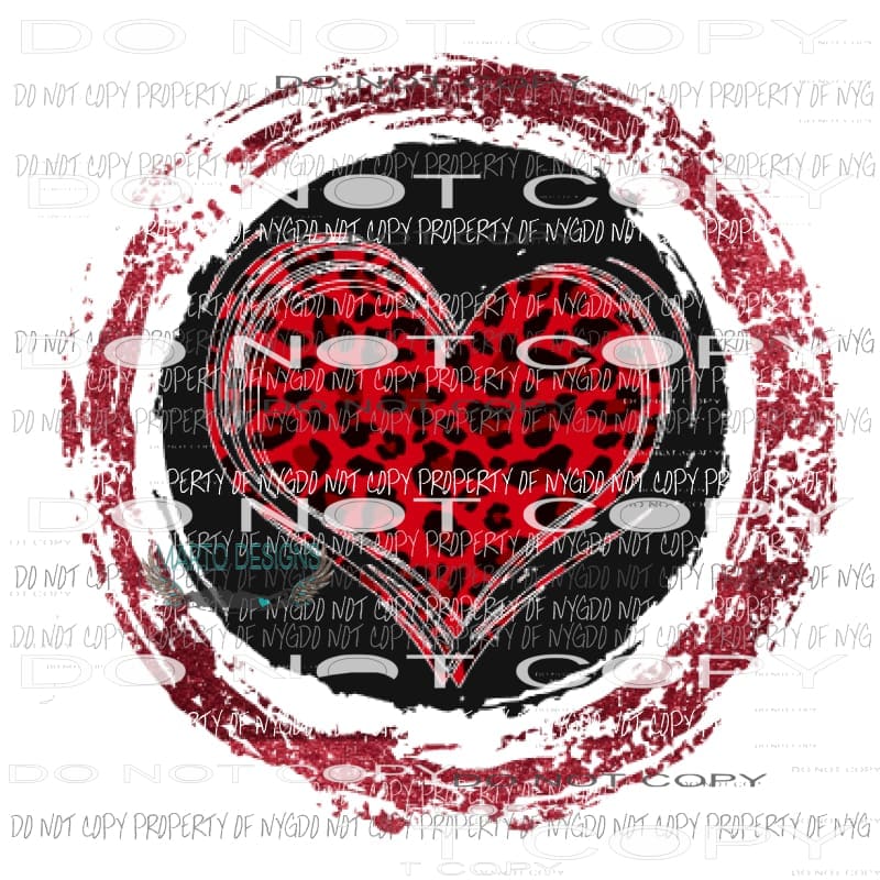 martodesigns - Red Leopard heart circle Sublimation