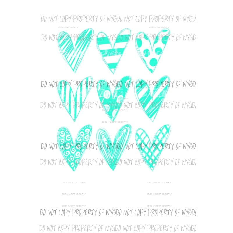 martodesigns - Turquoise doodle sketch hearts Sublimation