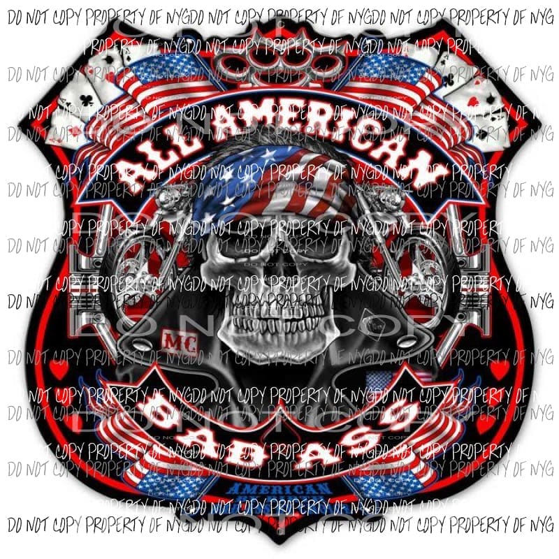 martodesigns - All American Bad Ass Skull Motorcyle Flag