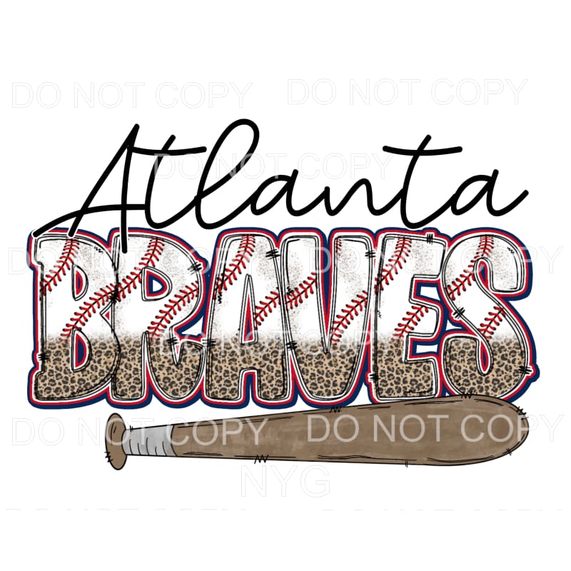 martodesigns - Atlanta Braves Red Half Baseball Leopard Bat