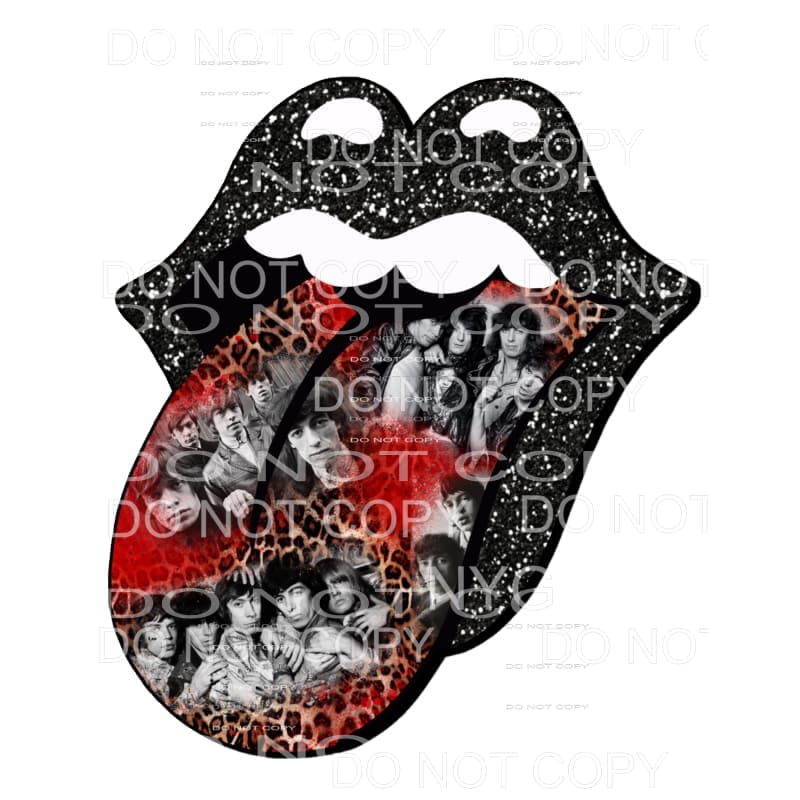 martodesigns - Black Glitter Lips Rock Band Group Leopard