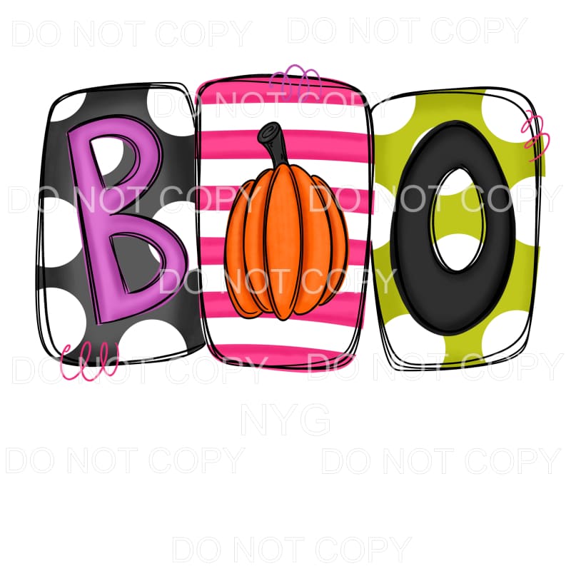 martodesigns - BOO Orange Pumpkin Striped Polka Dot