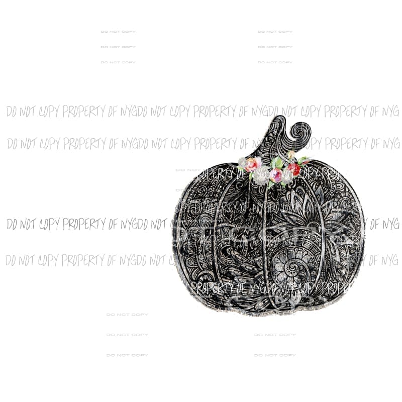 martodesigns - bw floral pumpkin Sublimation transfers