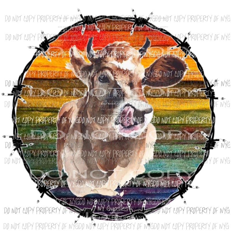 martodesigns - Cow Frame Barb Wire Sublimation transfers