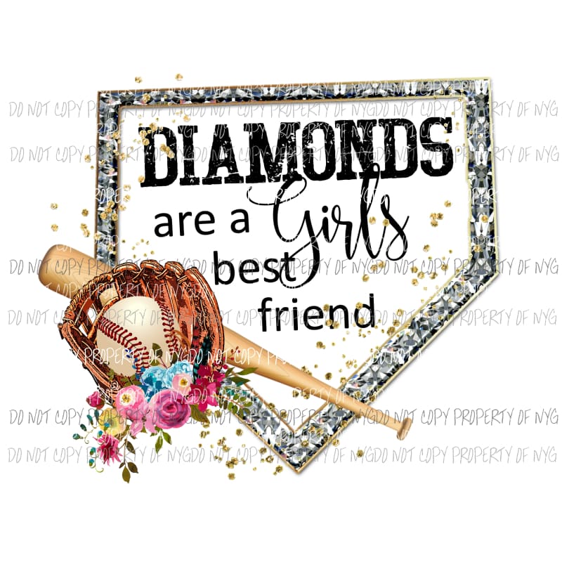 DIAMONDS are a girls best friend Baseball Sublimation transfers ...