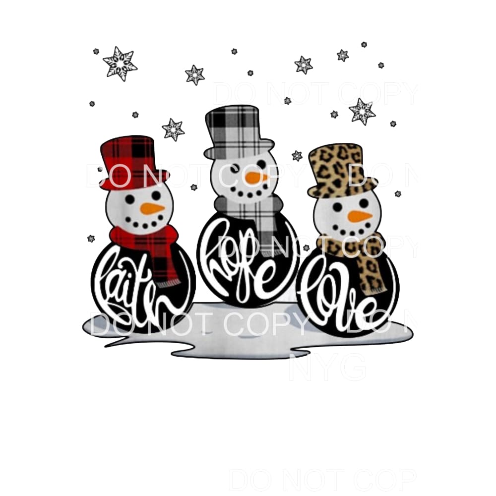martodesigns - faith hope love snowmen Sublimation transfers