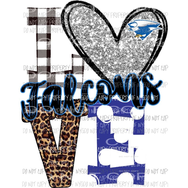martodesigns - Falcons bird royal blue and silver heart love