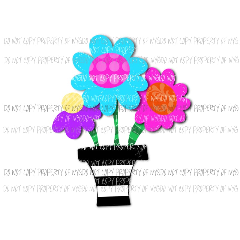 martodesigns - Flower Pot pink blue flowers black stripes
