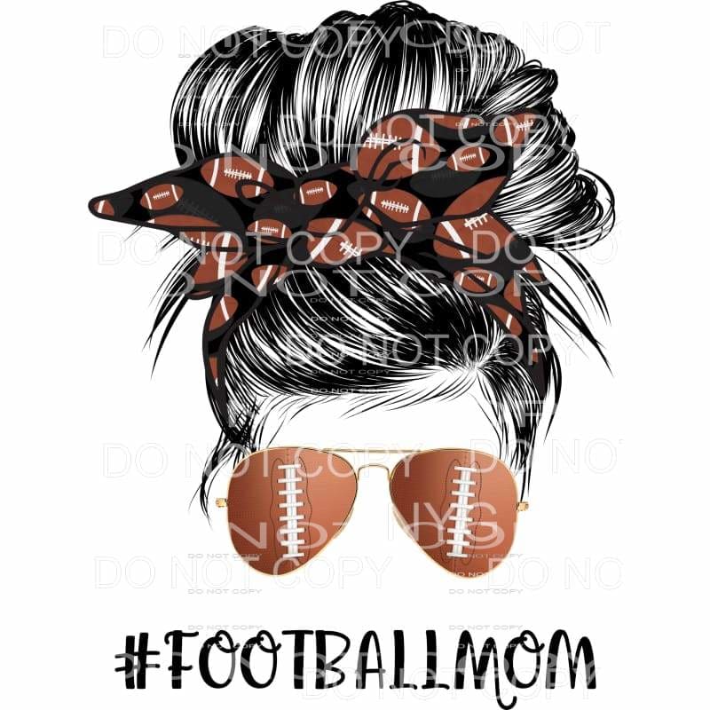 martodesigns - Football Mom Messy Bun Football Glass Hair