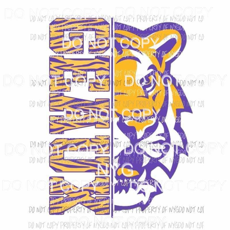 martodesigns - Geaux Tiger Face LSU purple gold football