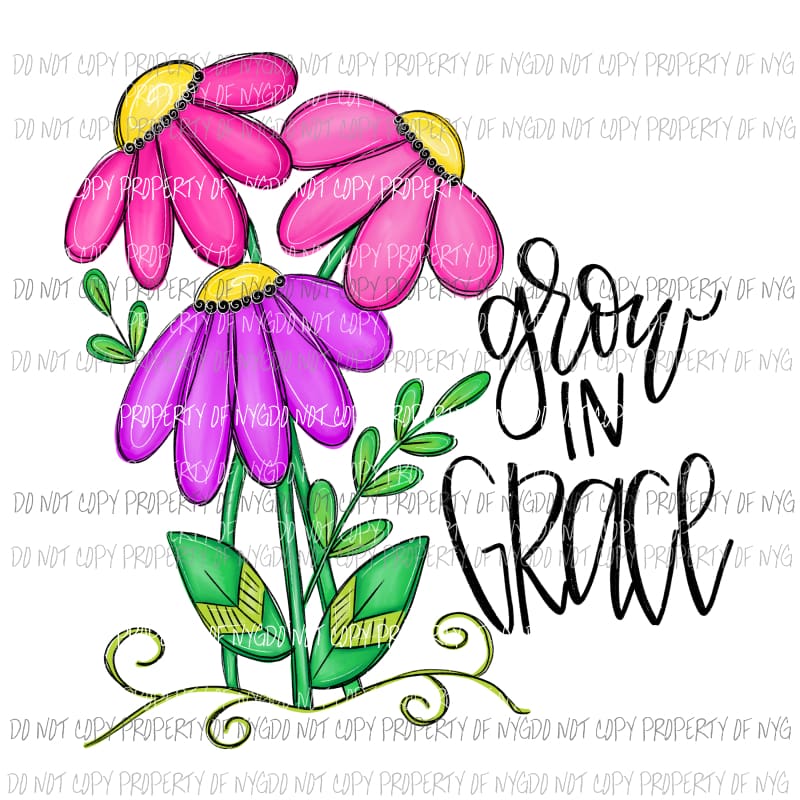 martodesigns - Grow In Grace watercolor flowers Sublimation
