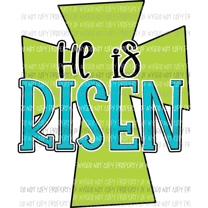martodesigns - He Is Risen cross #1 green blue Sublimation