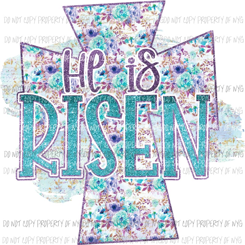 martodesigns - He Is Risen cross #2 blue purple floral