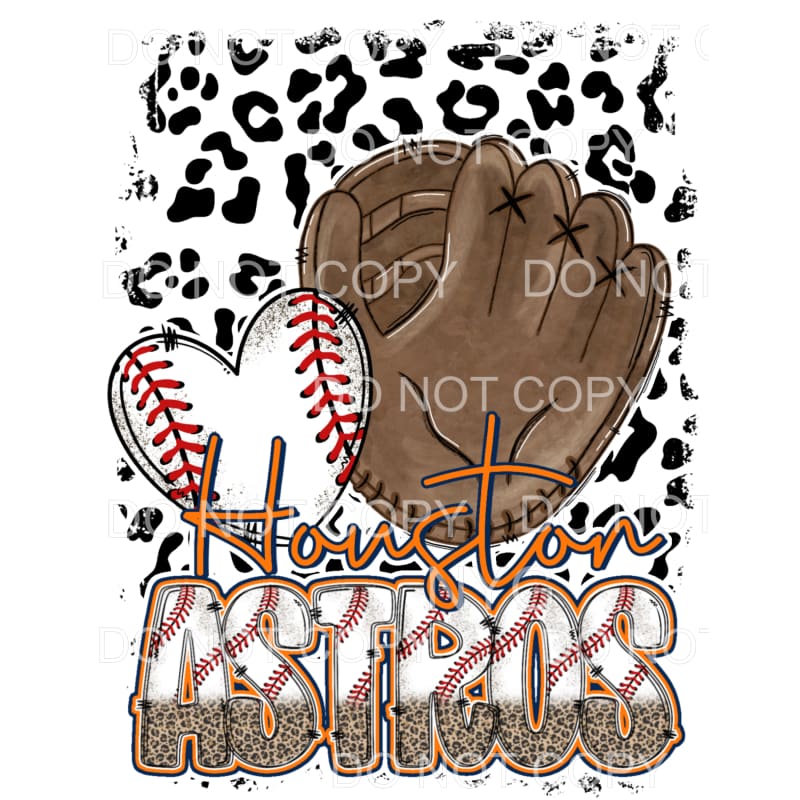 martodesigns - Houston Astros Baseball Heart Glove Leopard
