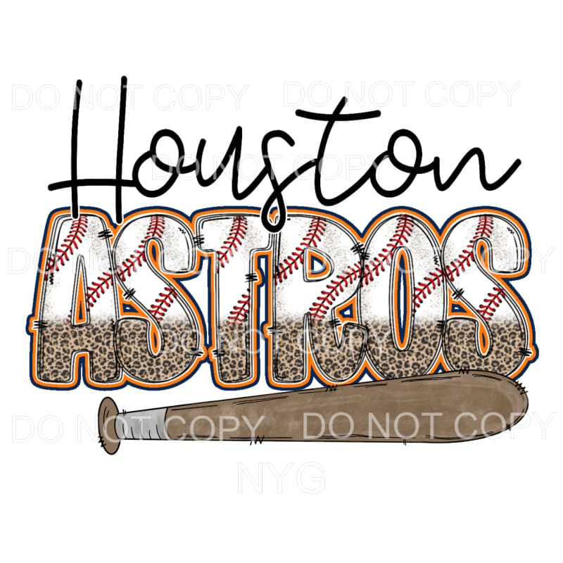 martodesigns - Houston Astros Orange Half Baseball Leopard