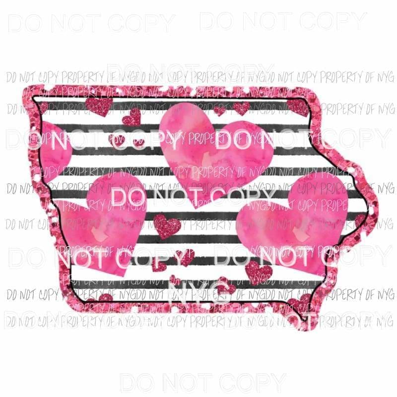 martodesigns - Iowa pink hearts black stripes Sublimation