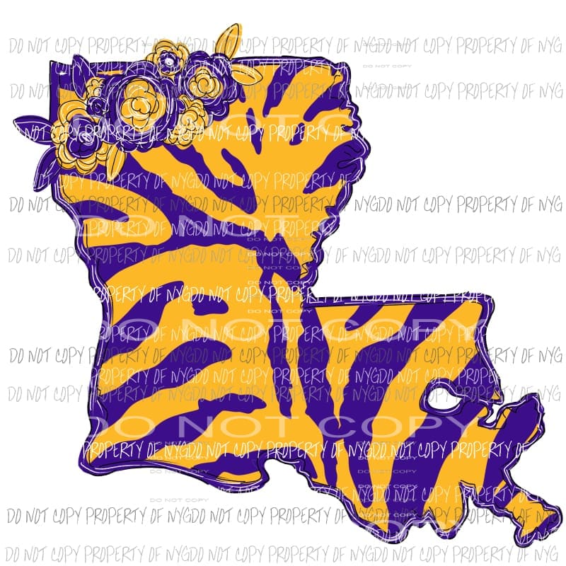 martodesigns - Louisiana State outline strips flowers purple