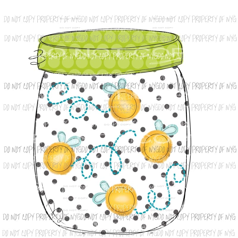 martodesigns - Mason Jar Lightning Bugs polka dots