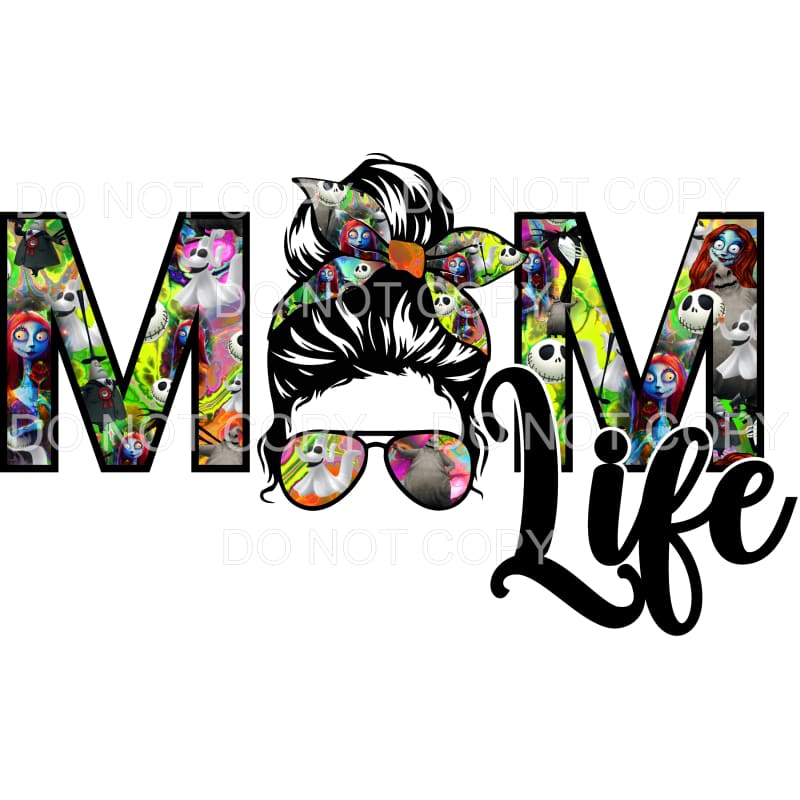 martodesigns - Mom Life Messy Bun Nightmare Before Christmas