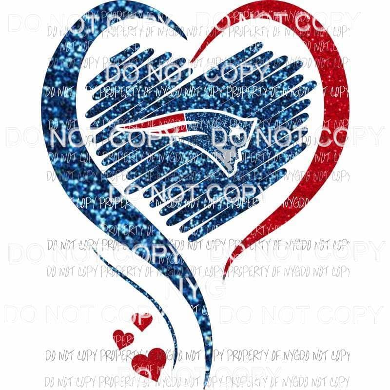 martodesigns - New England Patriots heart red blue glitter