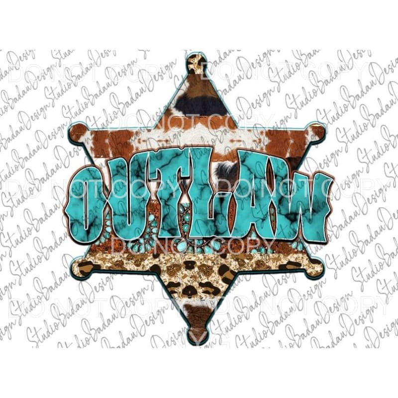 martodesigns - Outlaw Turquoise Leopard Cowhide Badge #193