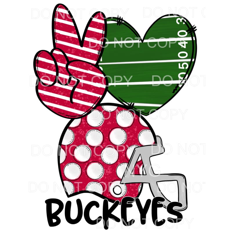 martodesigns - Peace Love Buckeyes Football Helmet Red Ohio