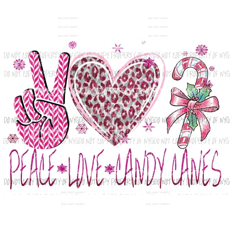 martodesigns - Peace Love Candy Canes Pink Sublimation
