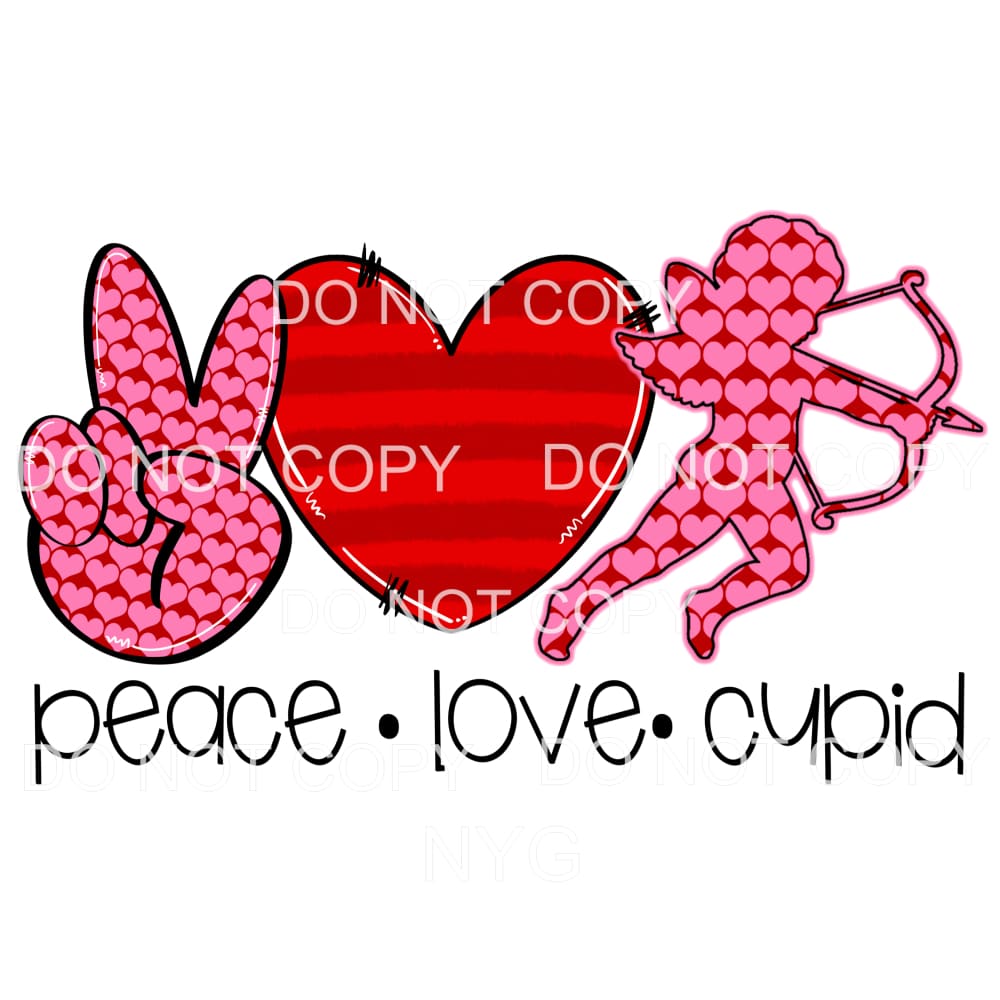 martodesigns - Peace Love Cupid Pink Hearts Red Stripes