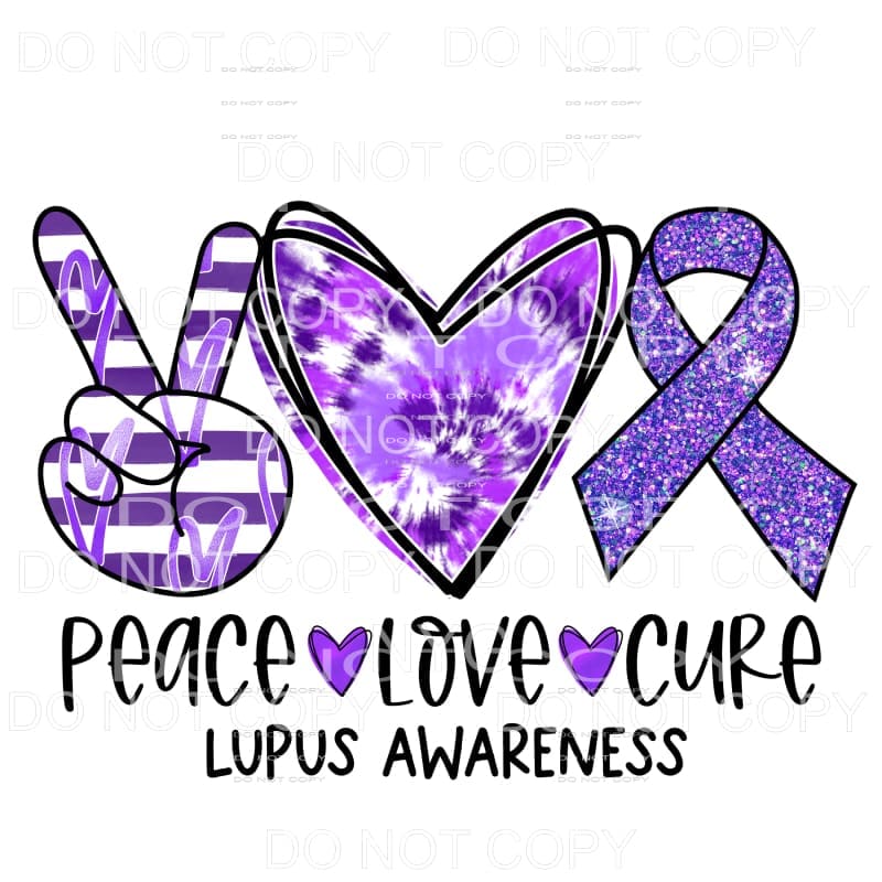 martodesigns - Peace Love Cure Lupus Awareness Tie Dye