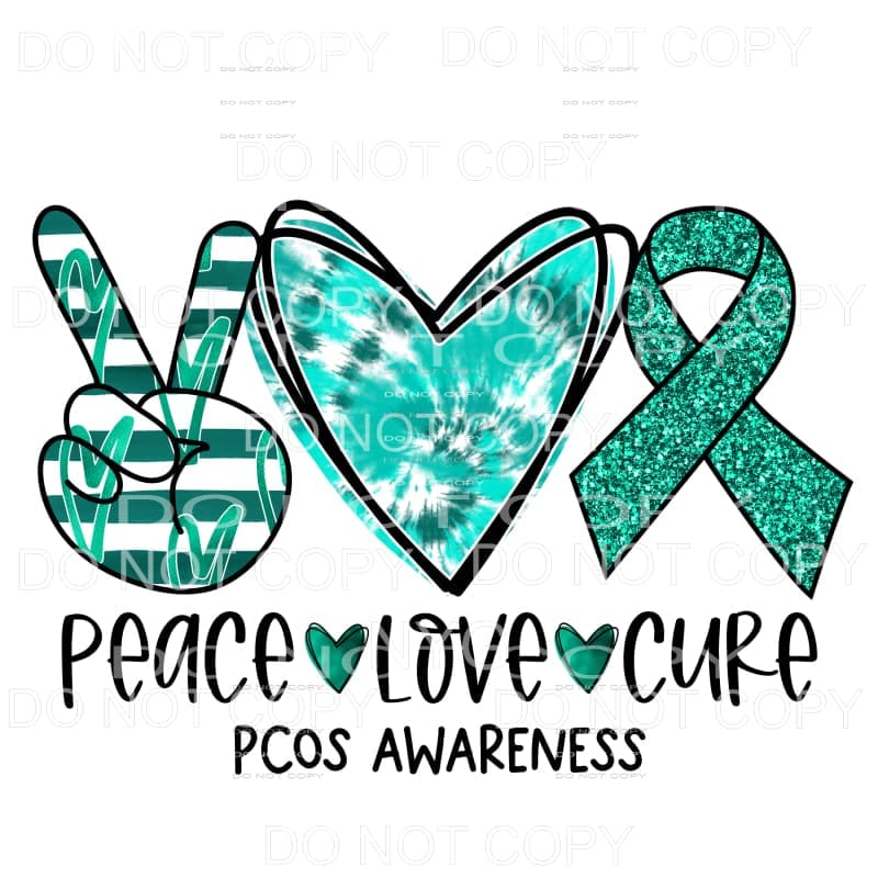 martodesigns - Peace Love Cure PCOS Awareness Tie Dye