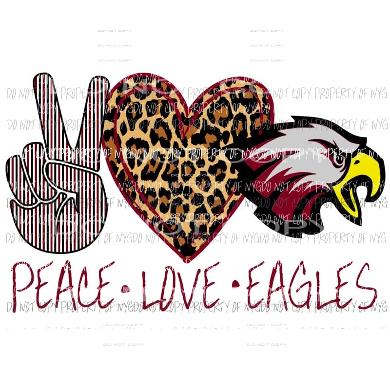 martodesigns - Peace Love Eagles Maroon school Sublimation