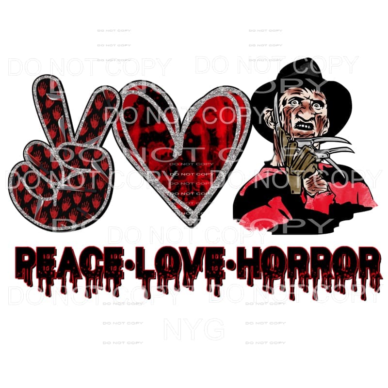 martodesigns - Peace Love Horror #2 Freddy Nightmare On Elm
