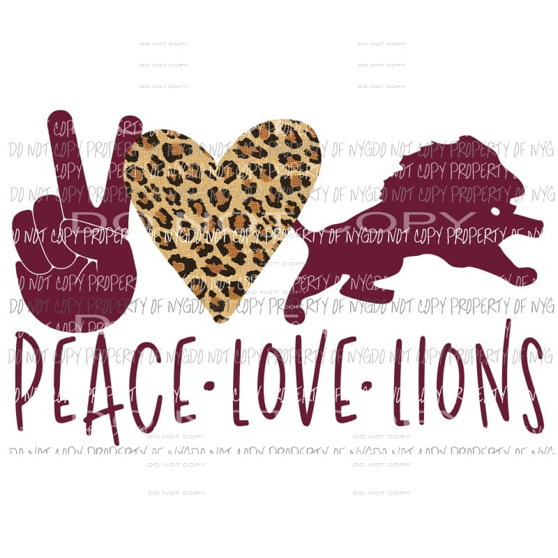 martodesigns - Peace Love Lions 2 school mascot Sublimation