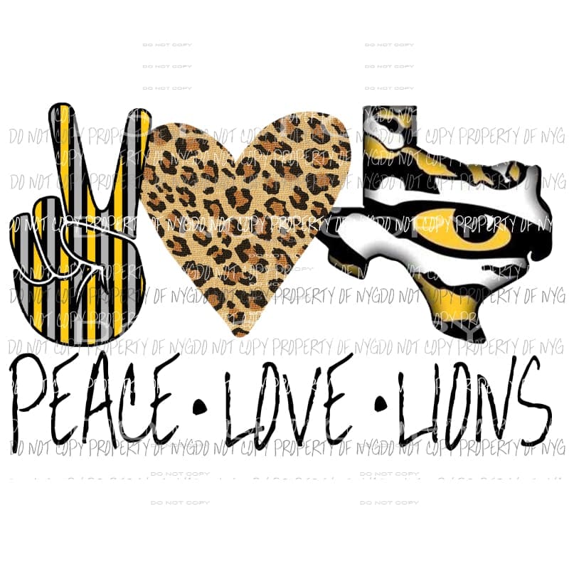martodesigns - Peace Love Lions Black gold texas Sublimation