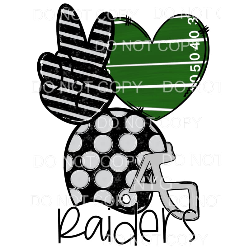 martodesigns - Peace Love Raiders Football Helmet Field