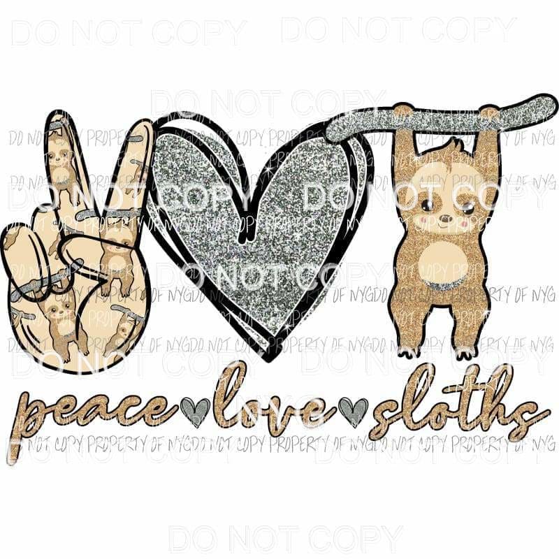 martodesigns - Peace Love Sloths silver heart Sublimation