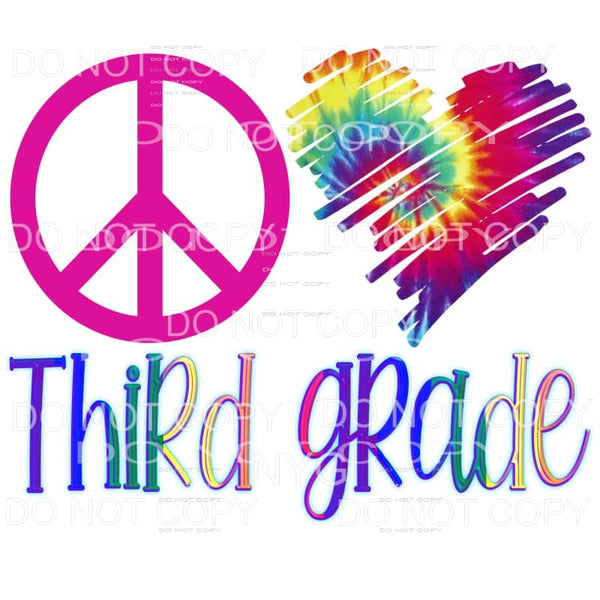 martodesigns - Peace Love Third Grade Tie Dye Heart