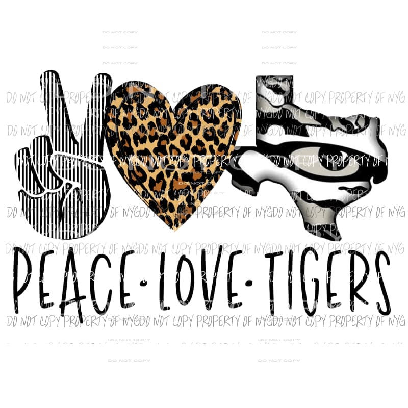 martodesigns - Peace Love Tigers Black Texas Sublimation